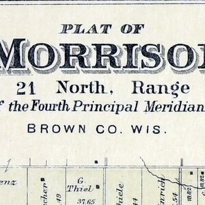 1889 Map of Morrison Township Brown County Wisconsin - Etsy