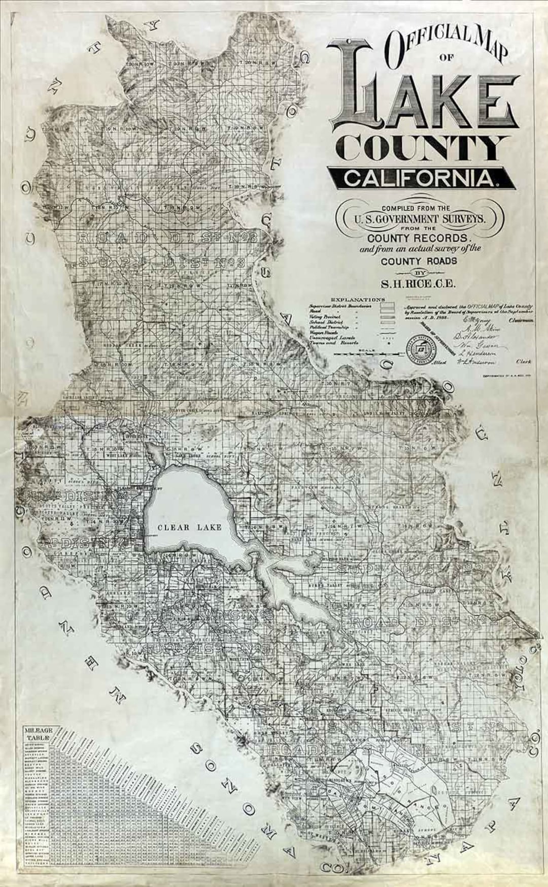 1892 Map of Lake County California - Etsy