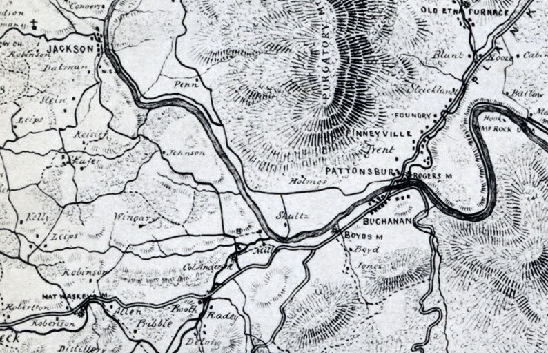 1864 Map of Botetourt County Virginia Family Names Genealogy | Etsy