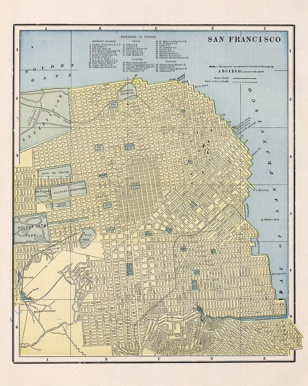 1899 Map of San Francisco California - Etsy