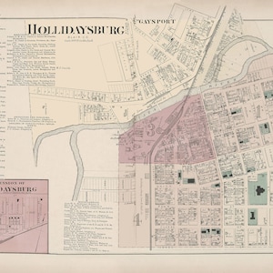 1873 Map of Hollidaysburg Blair County Pennsylvania - Etsy