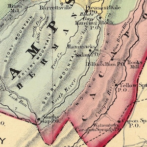 1873 Map of Mineral and Hampshire County West Virginia - Etsy