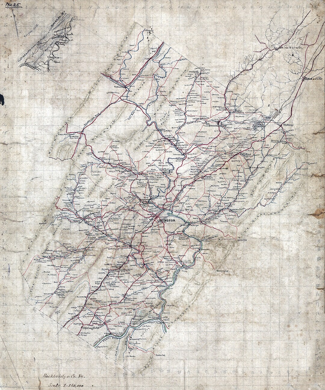 1861 Map of Rockbridge County Virginia - Etsy