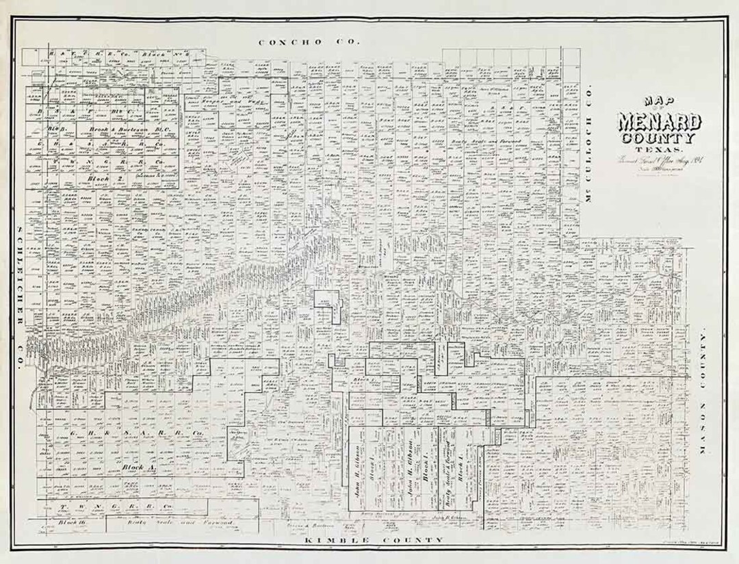 1894 Farm Line Map of Menard County Texas - Etsy