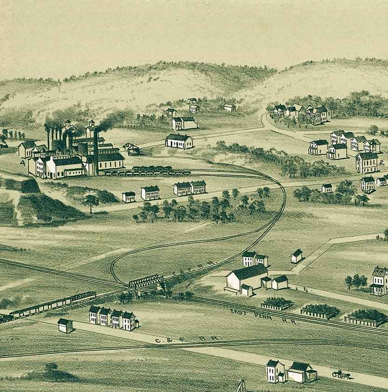 1893 Panoramic Map of Alburtis and Lockridge Lehigh County - Etsy