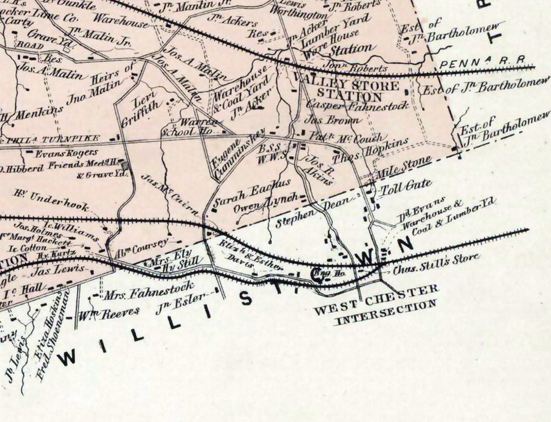1873 Map of East Whiteland Township Chester County - Etsy