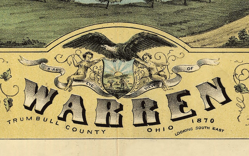 1870 Panoramic Map of Warren Trumbull County Ohio - Etsy