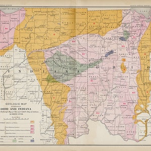 1889 Map of Ohio and Indiana Oil and Gas Well Fields - Etsy