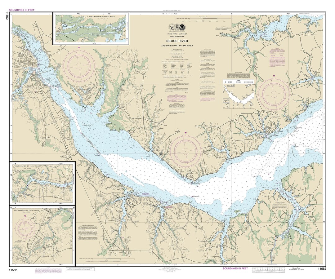 2022 Nautical Chart of the Neuse River North Carolina - Etsy