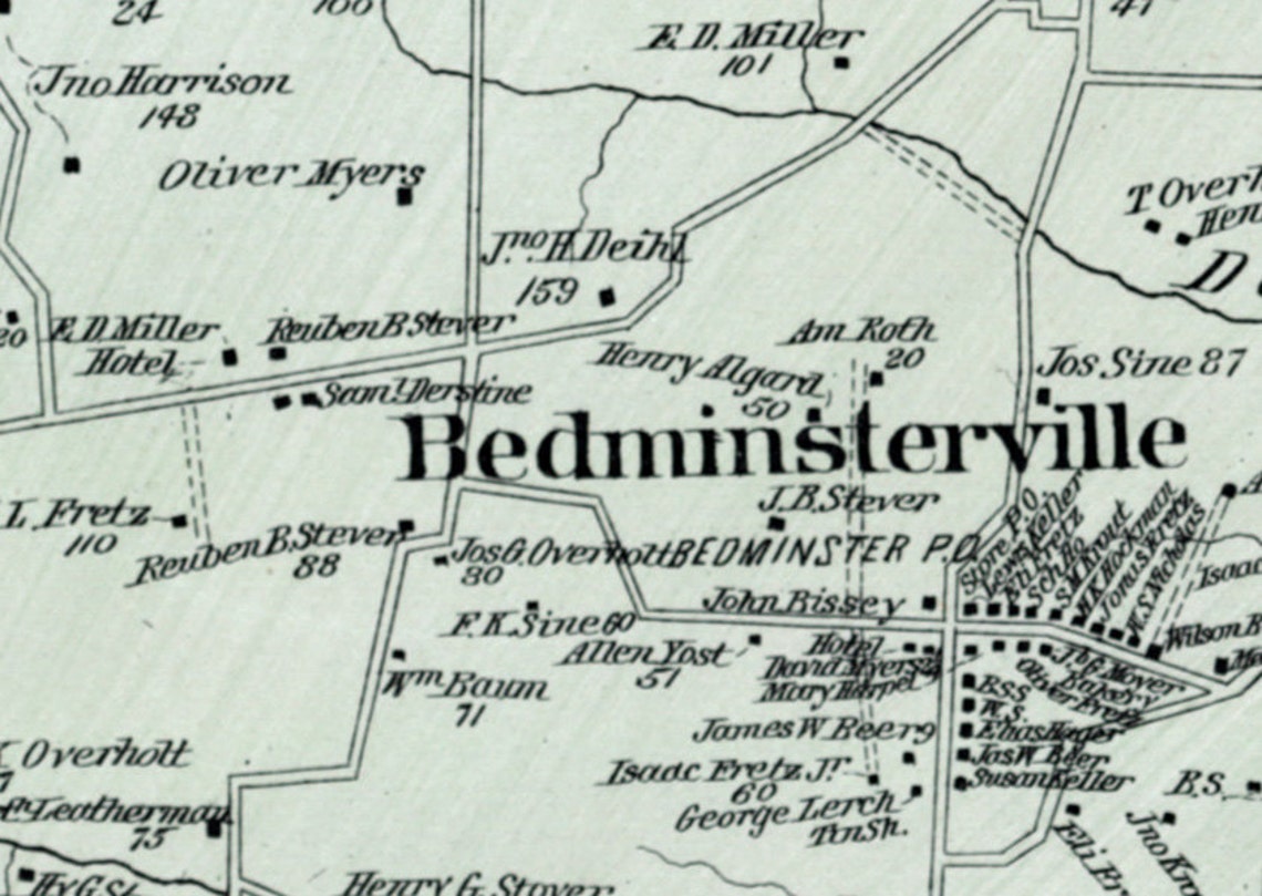 1891 Map of Bedminster Township Bucks County Pennsylvania - Etsy