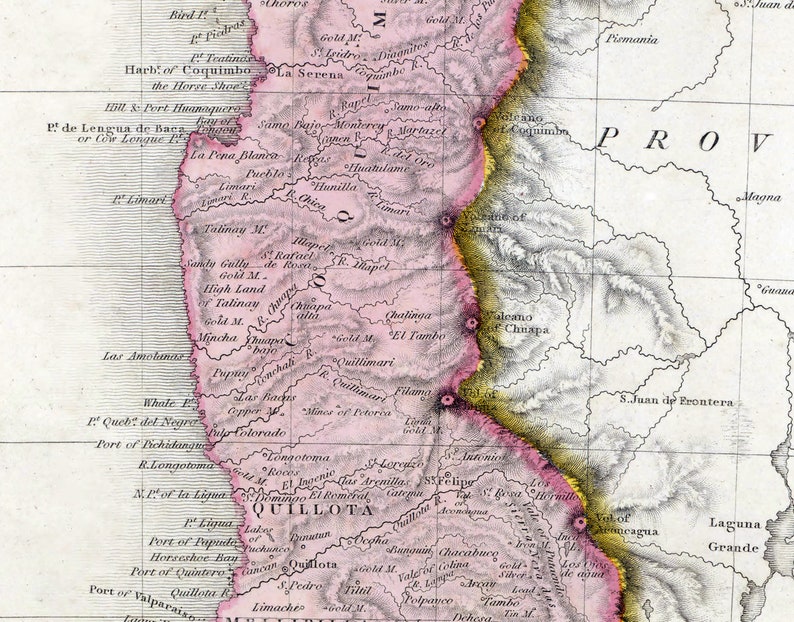 1816 Map of Chili - Etsy