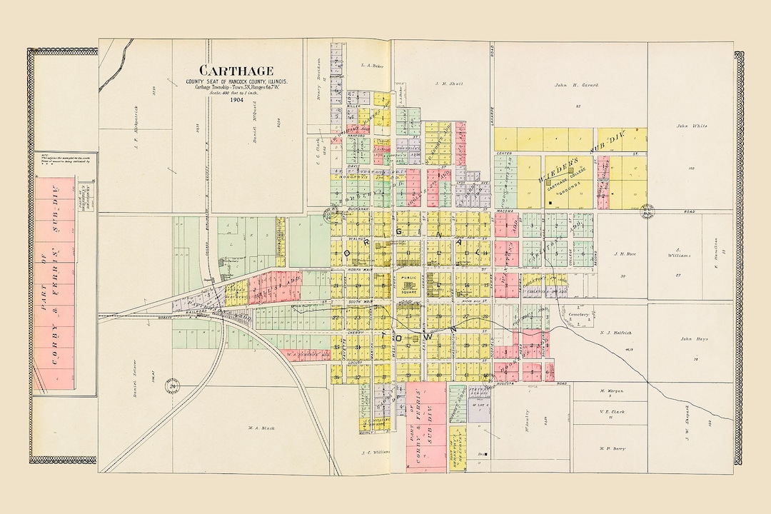 1904 Map of Carthage Hancock County Illinois - Etsy