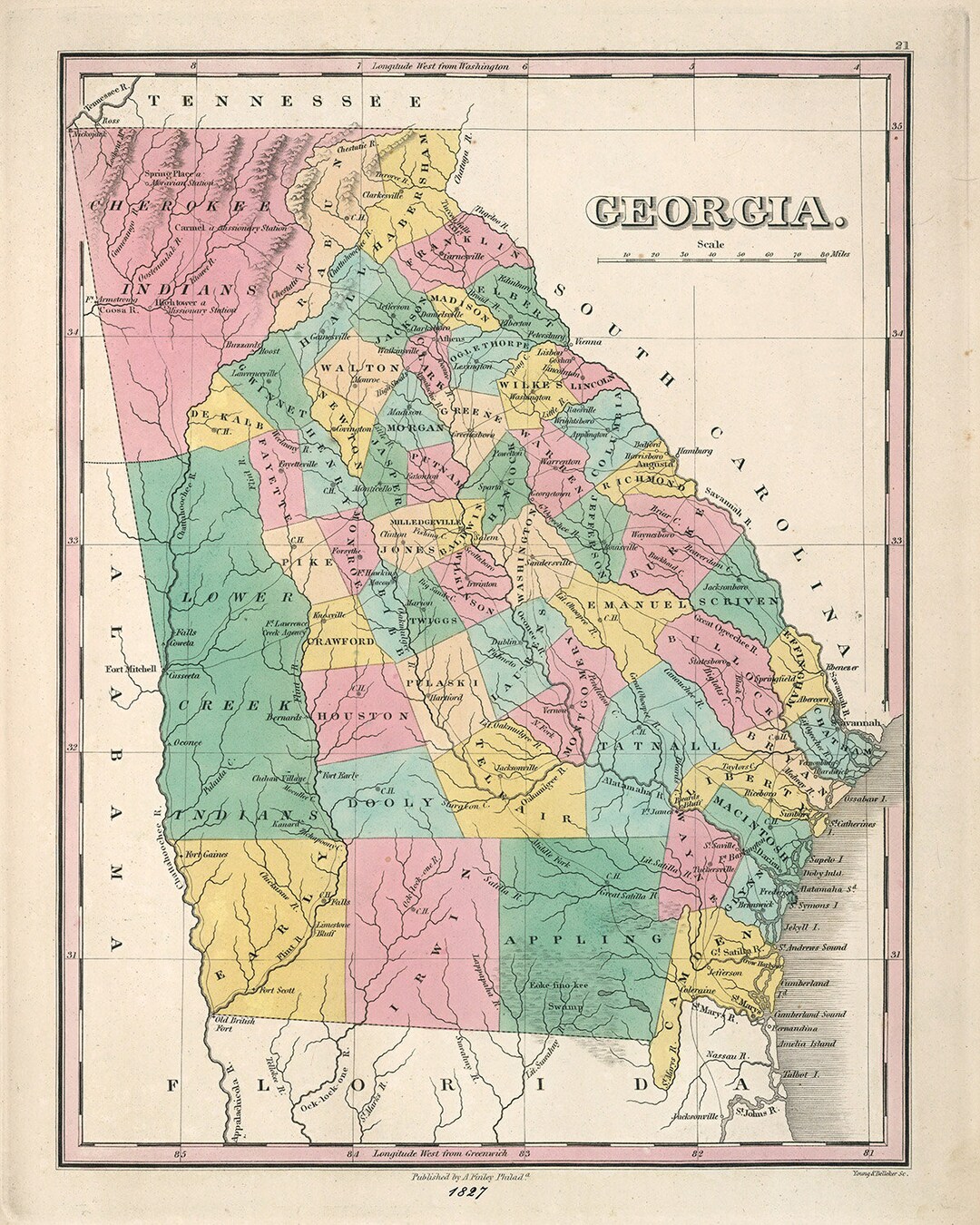 1827 Map of Georgia - Etsy