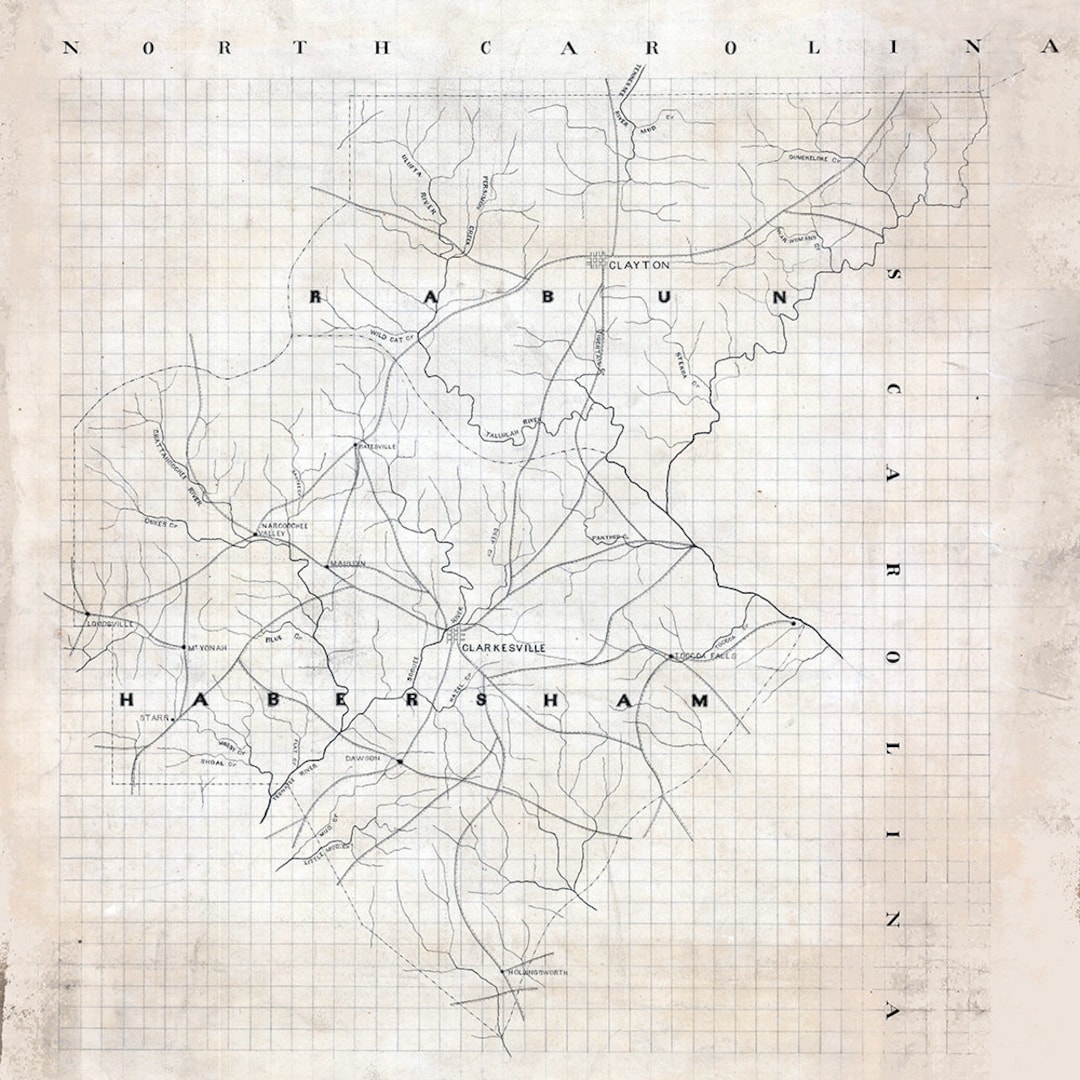 1860s Map of Rabun and Habersham County Georgia - Etsy