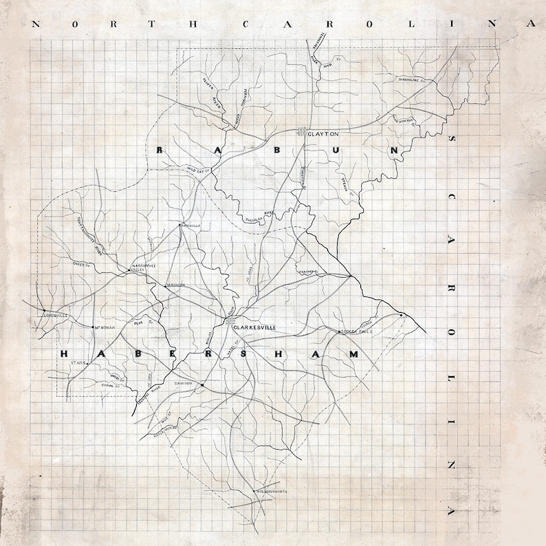 1860s Map of Rabun and Habersham County Georgia - Etsy