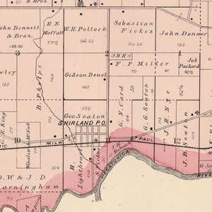 1886 Map of Shirland Township Winnebago County Illinois - Etsy