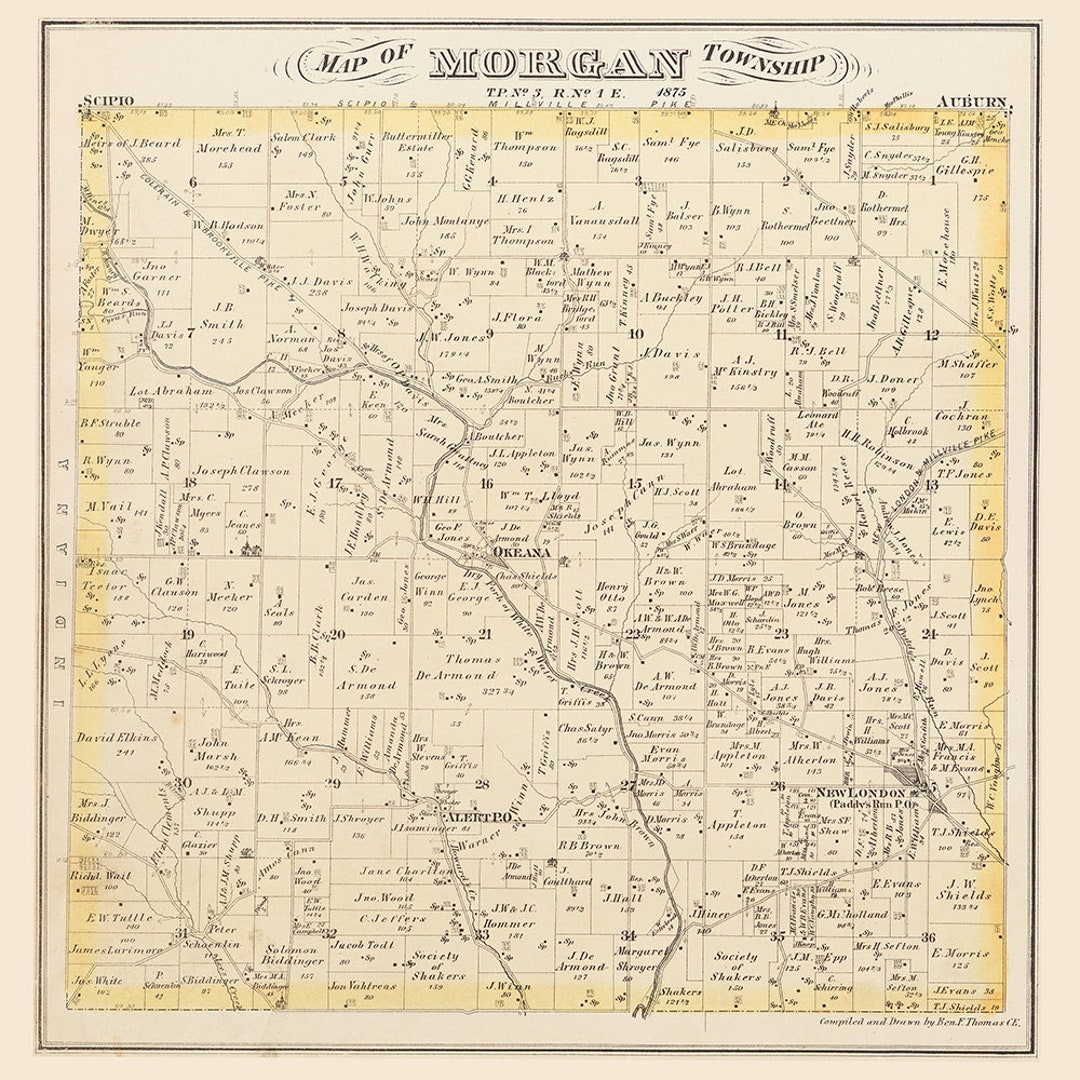 1875 Map of Morgan Township Butler County Ohio - Etsy
