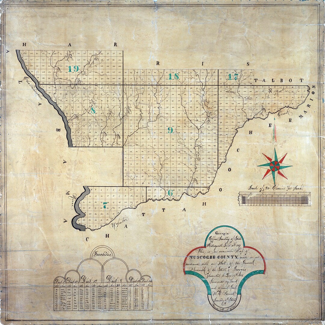 1867 Map of Muscogee County Georgia - Etsy