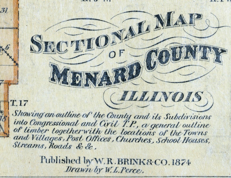 1874 Map of Menard County Illinois - Etsy