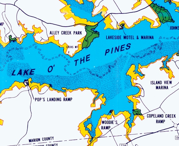 Lake O The Pines Chart Lake O' The Pines Fishing Map - Waterproof Guide ...