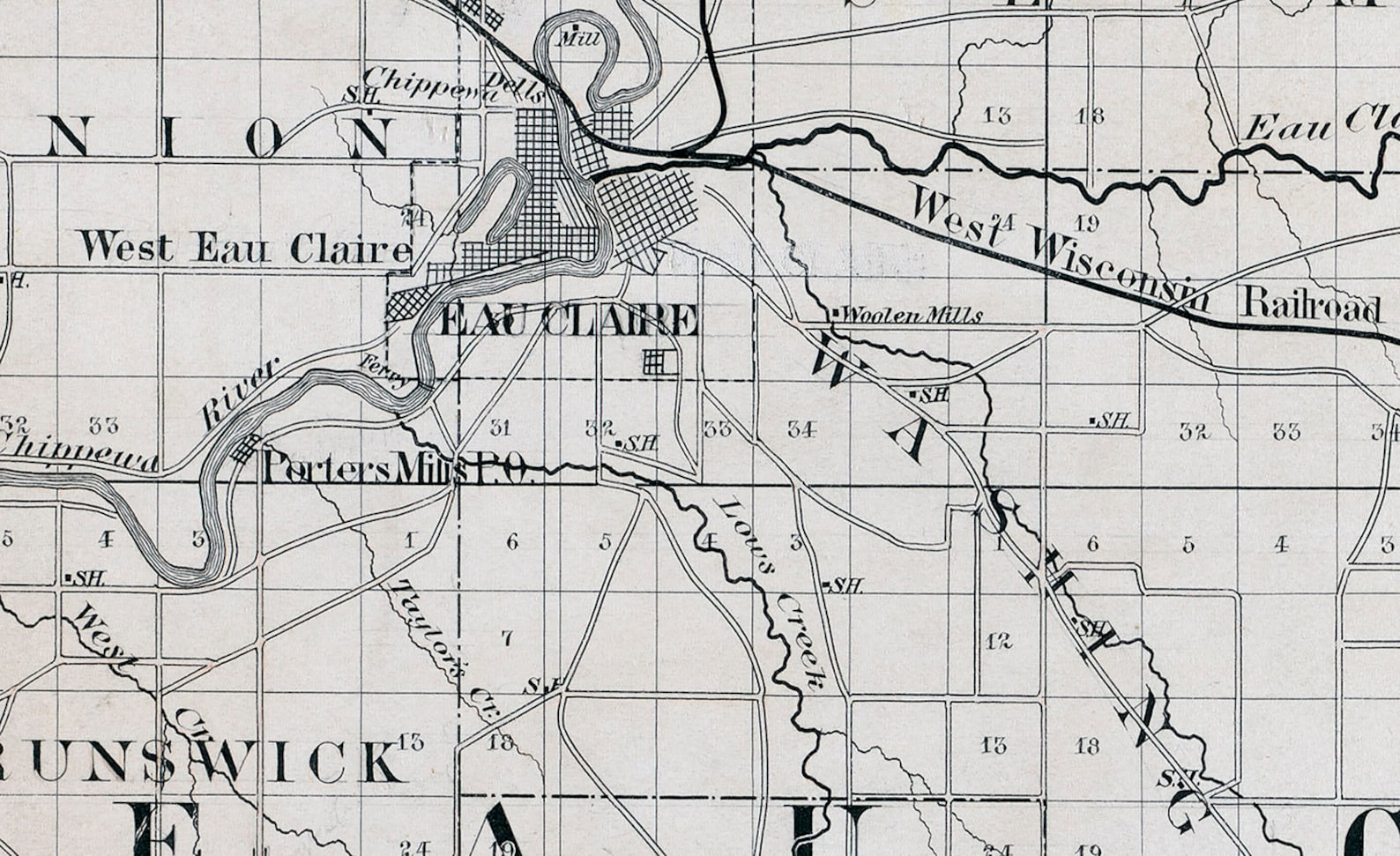 1880 Map of Eau Claire County Wisconsin - Etsy