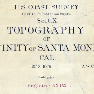 1875 Map of Santa Monica California Topography - Etsy