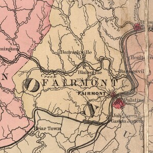 1886 Map of Marion and Monongalia County West Virginia - Etsy