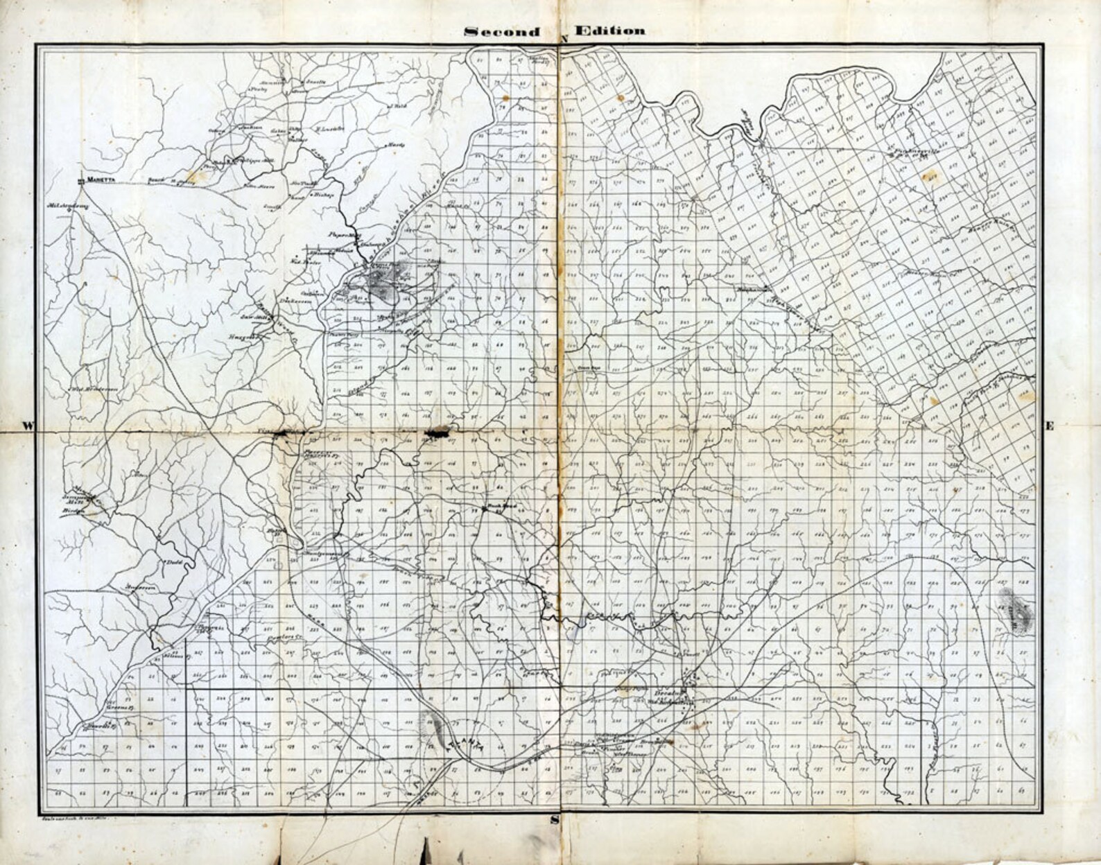 1864 Map of Part of Dekalb and Fulton County Georgia Reproduction - Etsy