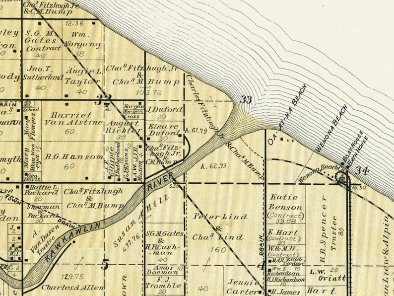 1896 Map of Bangor Township Bay County Michigan Frankenlust - Etsy