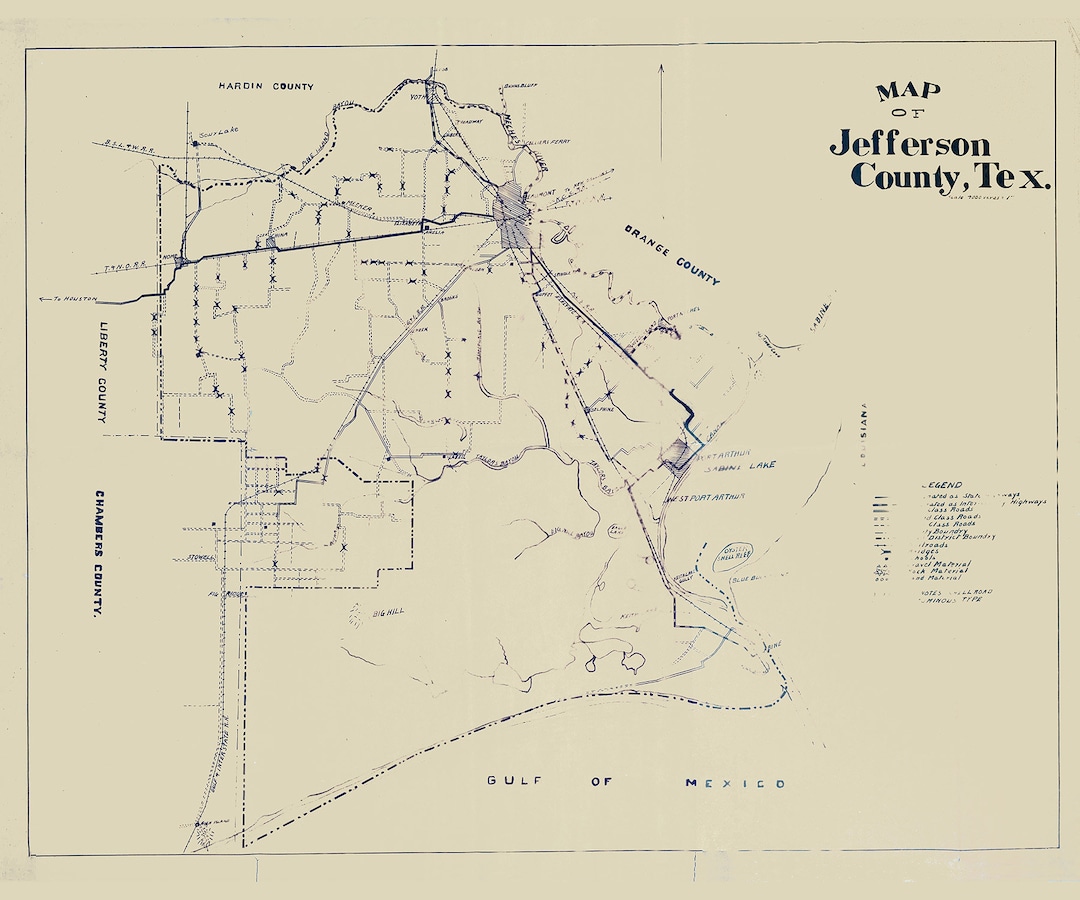 1917 Map of Jefferson County Texas - Etsy