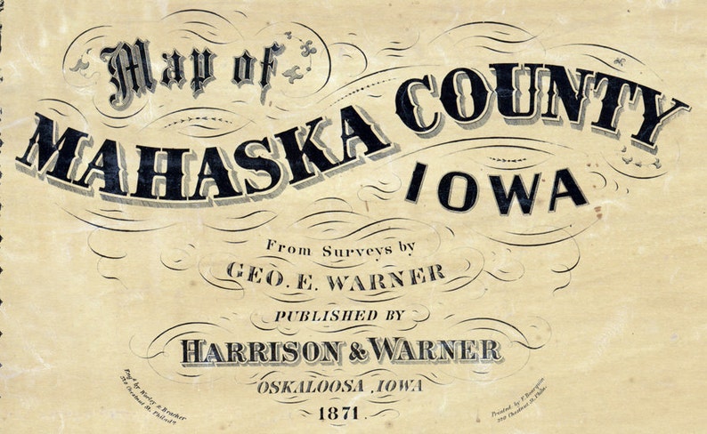 1871 Map of Mahaska County Iowa Oskaloosa - Etsy
