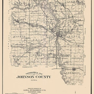 1904 Map of Johnson County Iowa - Etsy