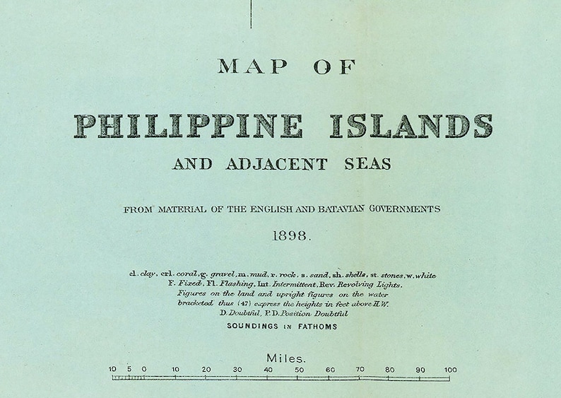 1898 Map of Philippine Islands and Adjacent Seas - Etsy