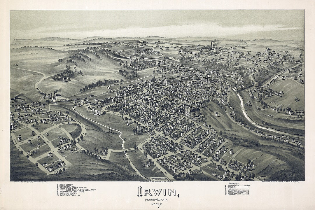 1897 Panoramic Map of Irwin Pennsylvania - Etsy