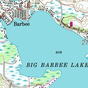 1992 Map of Big Barbee Lake Indiana - Etsy