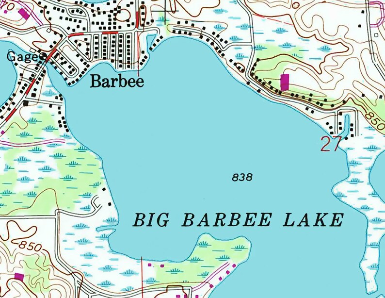 1992 Map of Big Barbee Lake Indiana - Etsy