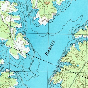 1993 Map of Harris Lake North Carolina - Etsy