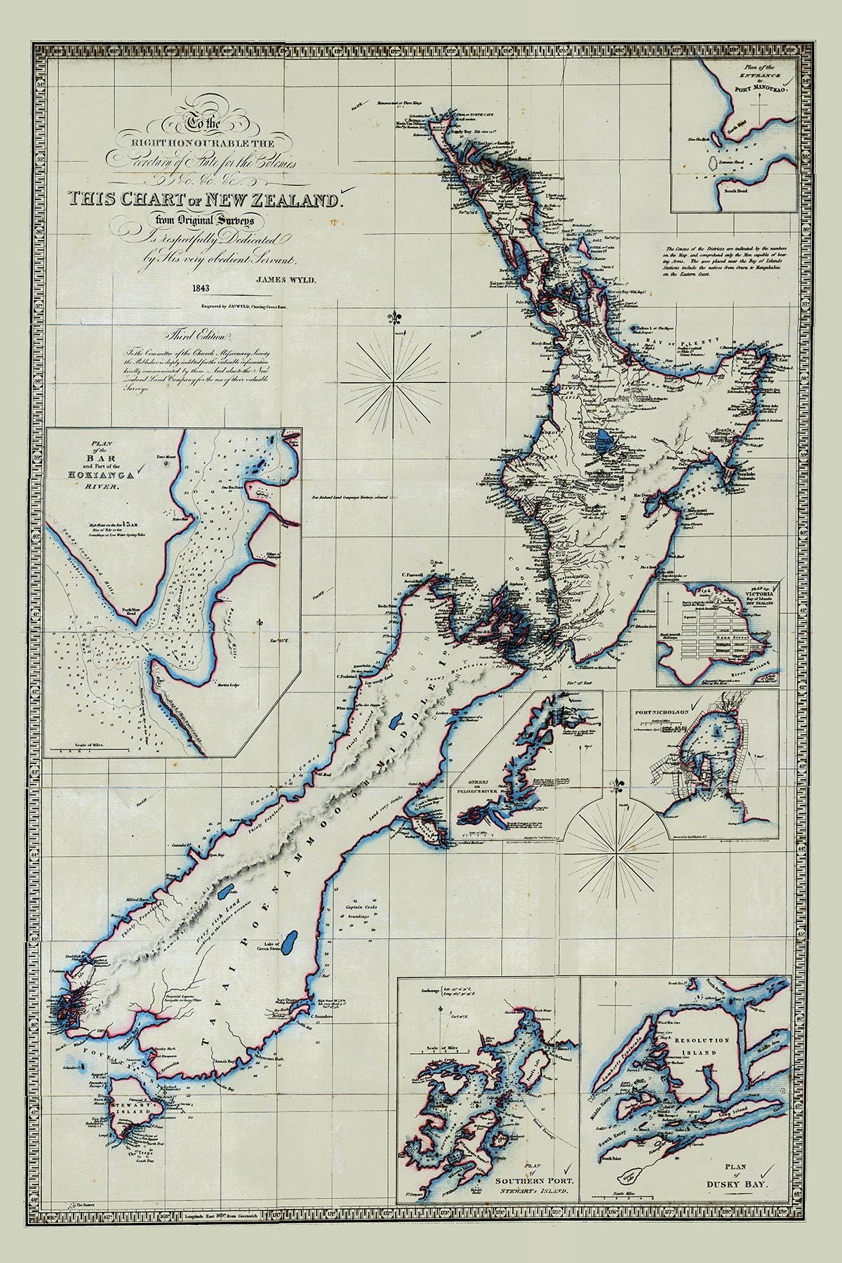 1843 Map of New Zealand - Etsy