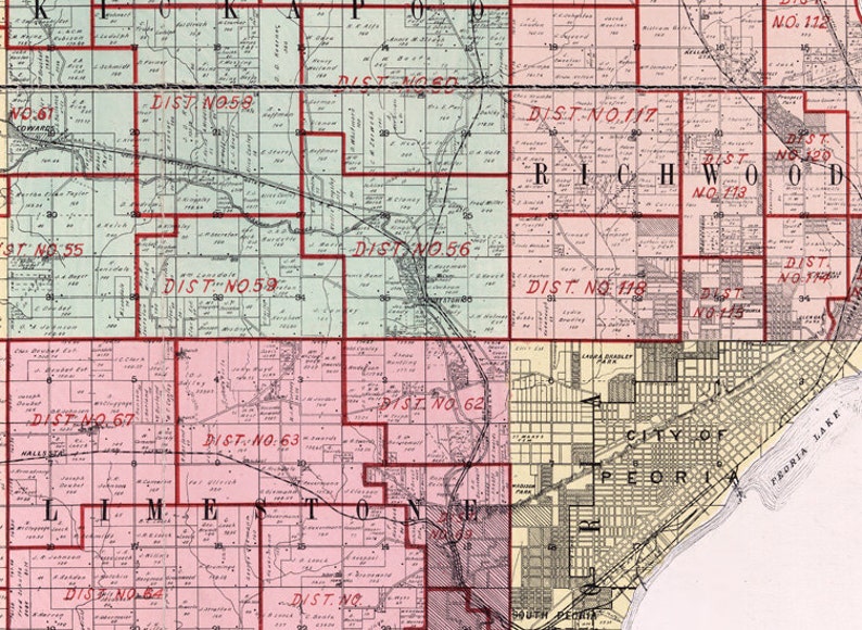 1904 Farm Line Map of Peoria County Illinois - Etsy