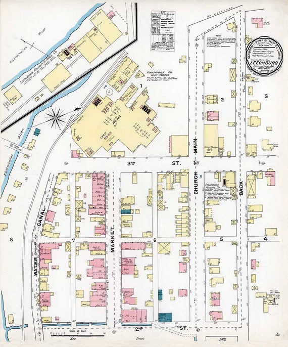 1891 Town Map of Leechburg Armstrong County Pennsylvania | Etsy
