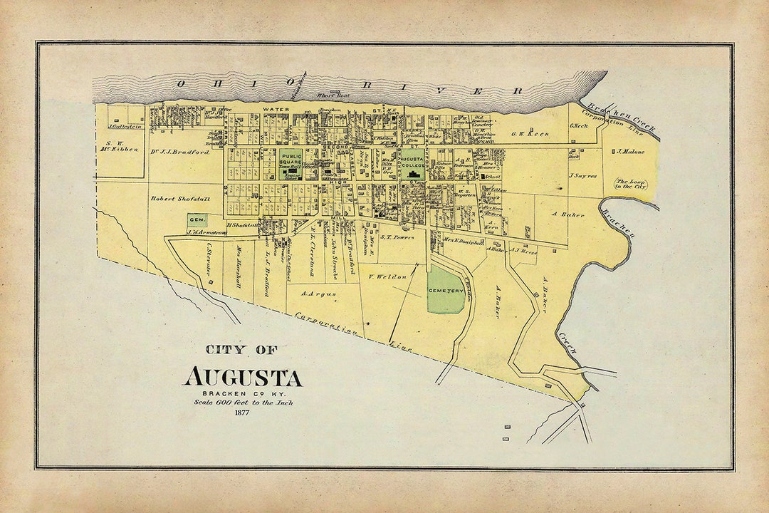 1877 Map of Augusta Bracken County Kentucky - Etsy