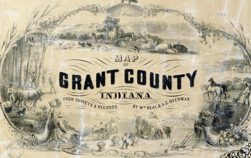 1861 Farm Line Map of Grant County Indiana - Etsy