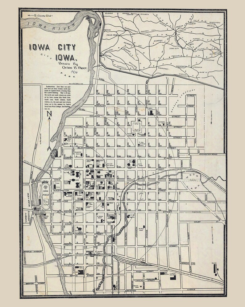 1906 Map of Iowa City Iowa - Etsy