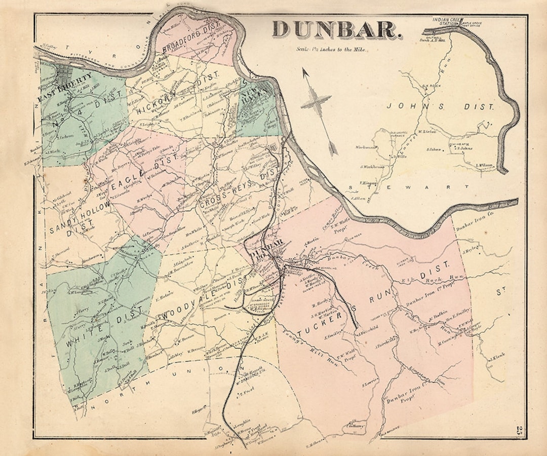 1872 Map of Dunbar Township Fayette County PA - Etsy