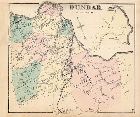 1872 Map of Dunbar Township Fayette County PA | Etsy