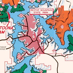 1988 Map of Allatoona Lake Georgia - Etsy