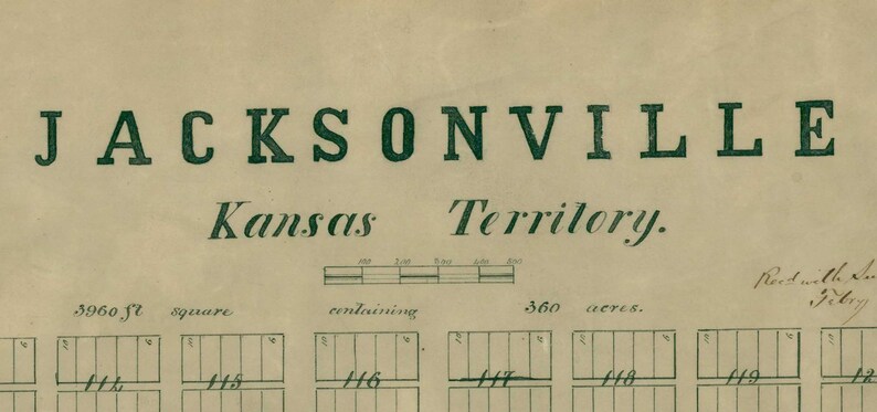 1856 Map of Jacksonville Kansas Territory - Etsy