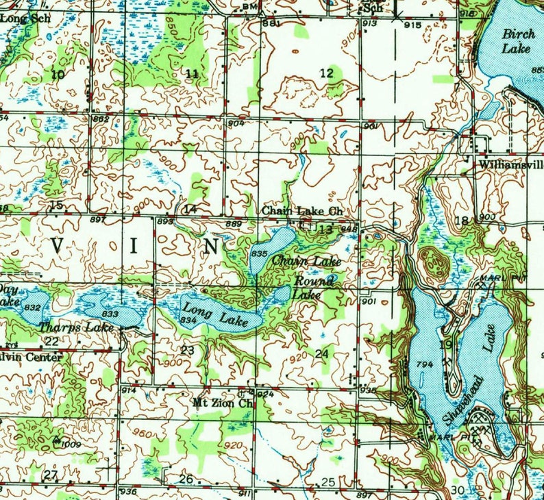1948 Topo Map of Vandalia Michigan Quad Chain Lake - Etsy