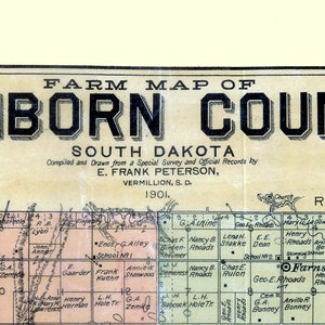 1901 Farm Line Map of Sanborn County South Dakota - Etsy