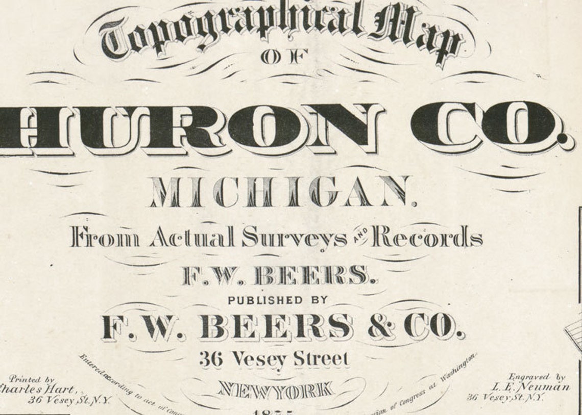 1875 Farm Line Map of Huron County Michigan Caseville White Rock - Etsy